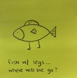 [Drawing of a fish with legs] fish w/legs…where will he go? – The ...
